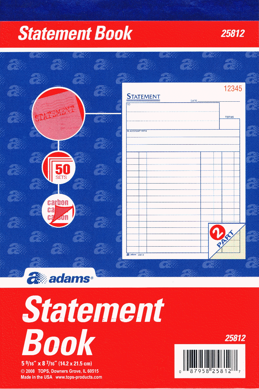 Adams 25812 Statement Book