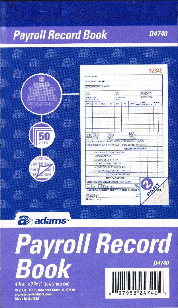 Adams D4740 Payroll Record Book