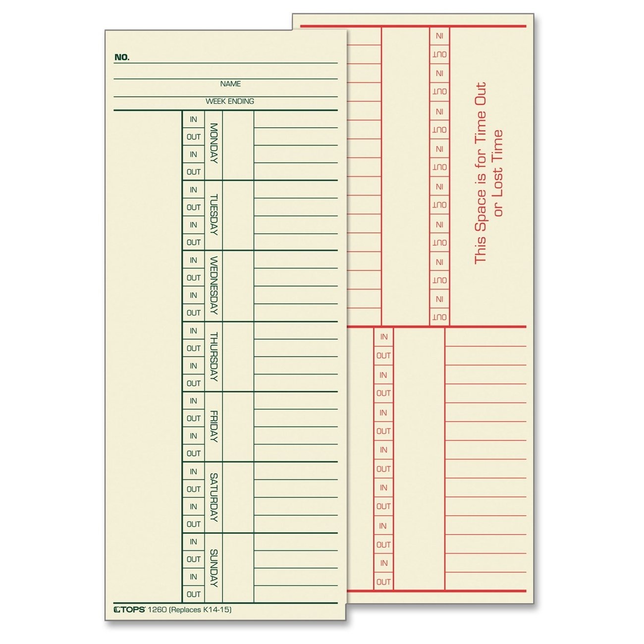 TOPS 1260 Time Cards